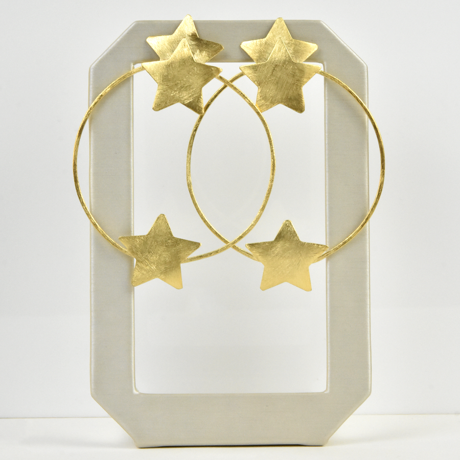 Star Hoop Earrings in Gold Tone – Goldmakers Fine Jewelry